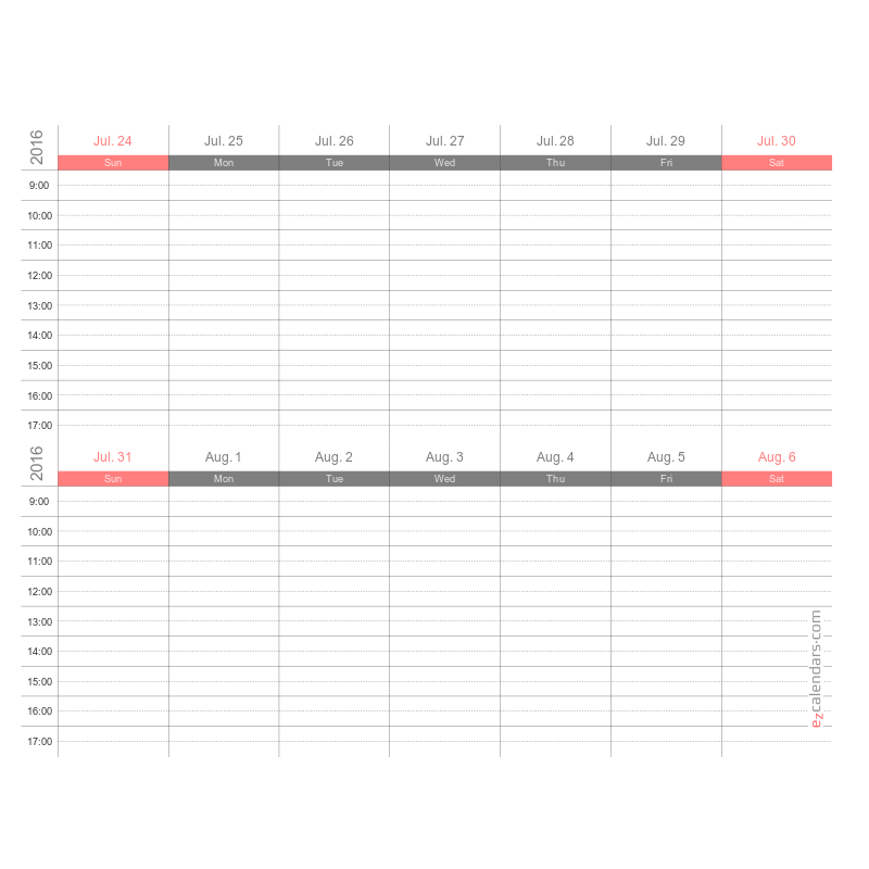 Two weeks appointment schedule template, weekly planner - EzCalendars